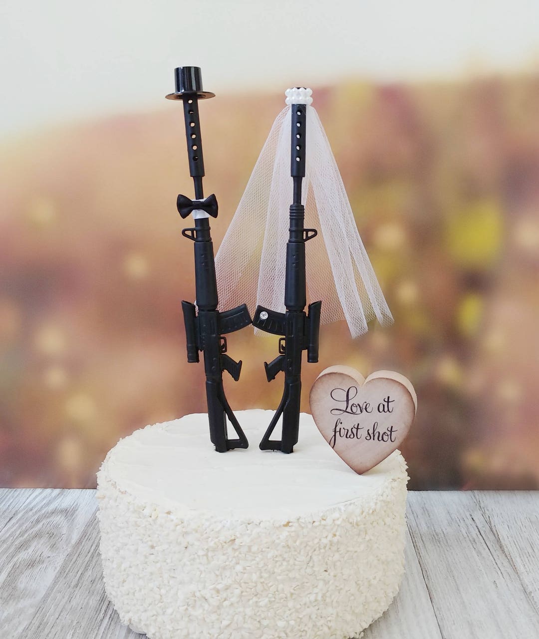 Machine Gun Weapon Wedding Cake Topper Army Police Themed Hunting Groom ...