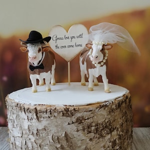 Cow Farmer Barn Wedding Cake Topper Animal Farm Wedding Country Rustic ...