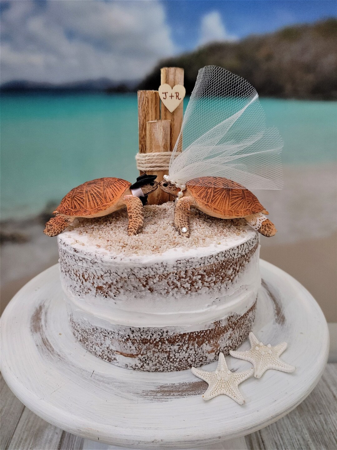 Sea Turtle-bride-groom-mr and Mrs-wedding-cake Topper-beach-destination ...