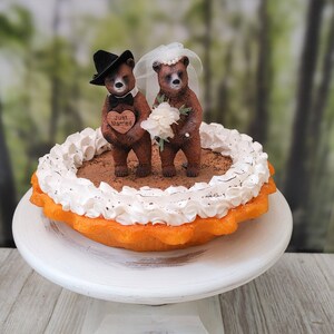 Brown Bear Grizzly Bear Fall Themed Wedding Cake Topper Sunflower ...
