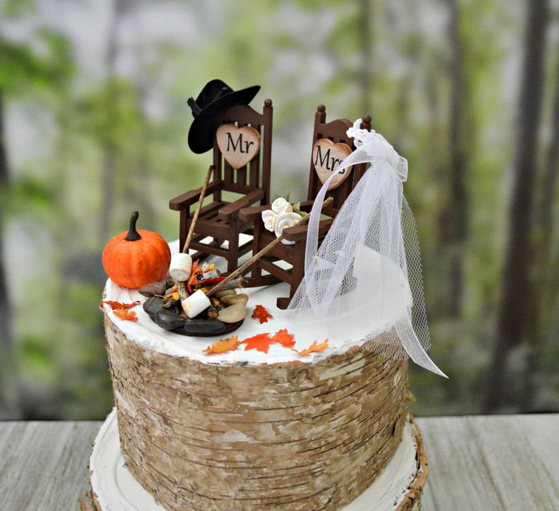 Fall Themed Wedding Cake Topper Country Pumpkin Wedding Autumn | Etsy