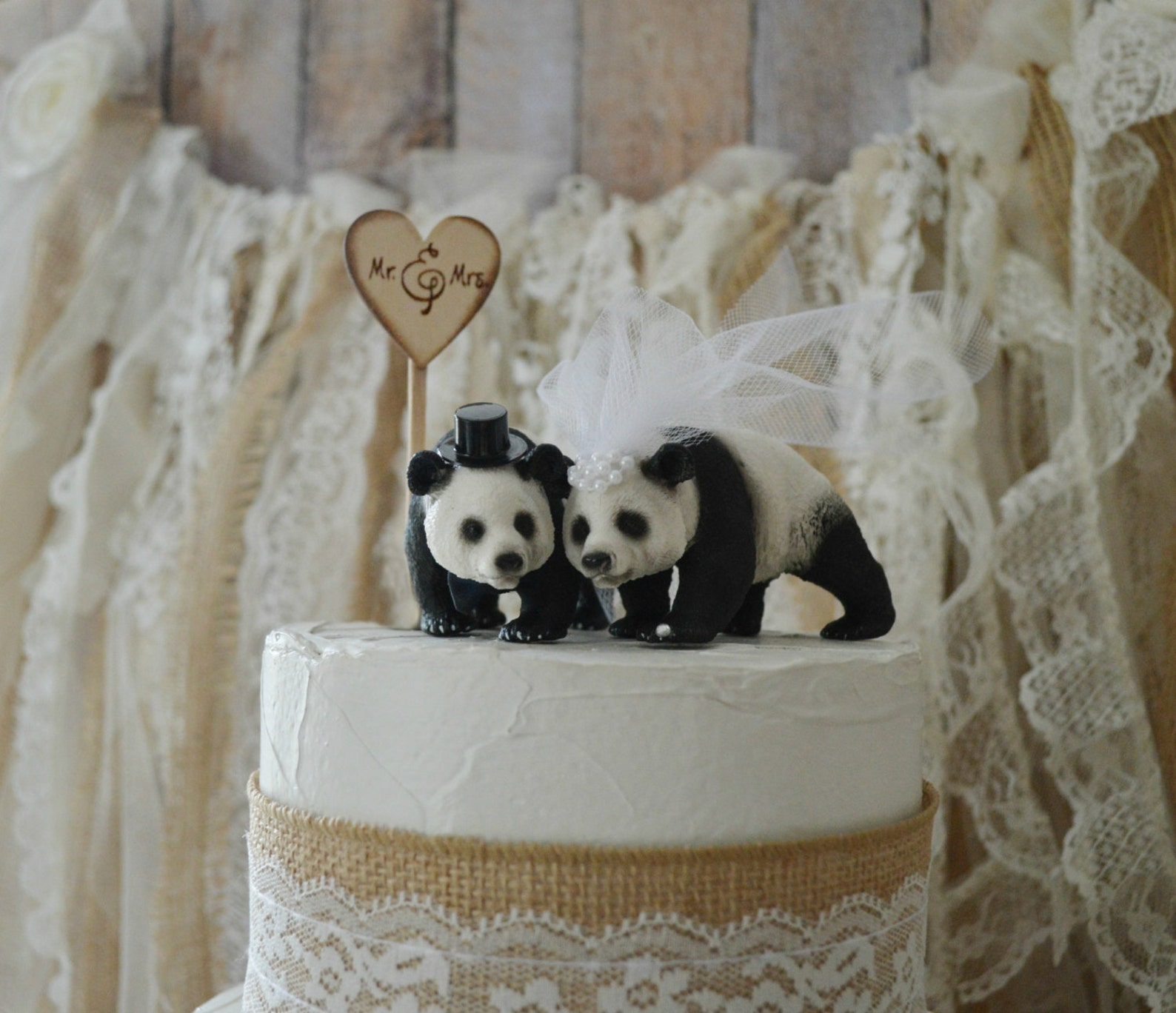 Panda Bear Wedding Cake Topper Bride and Groom Decorations Asia Zoo ...