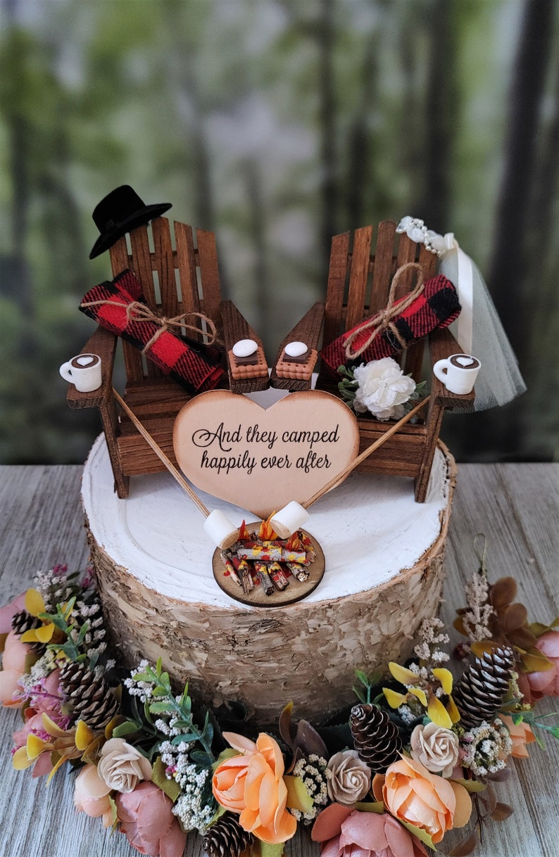 Camping Themed Wedding Cake Topper Camp Fire Smores Roasting ...