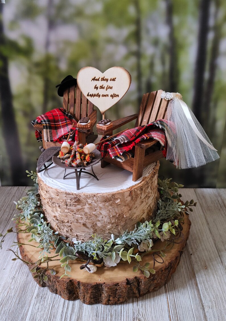 Camping Theme Blanket Themed Wedding Cake Topper S'mores Adirondack ...