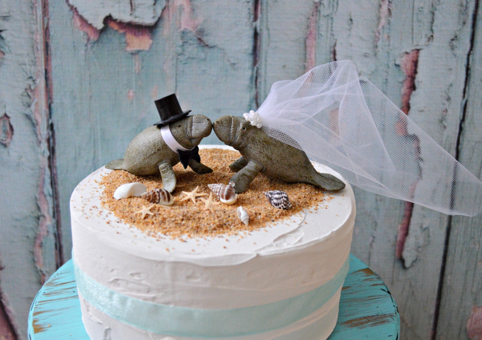 Manatee Couple Wedding Cake Topper-beach Wedding-beach Wedding - Etsy