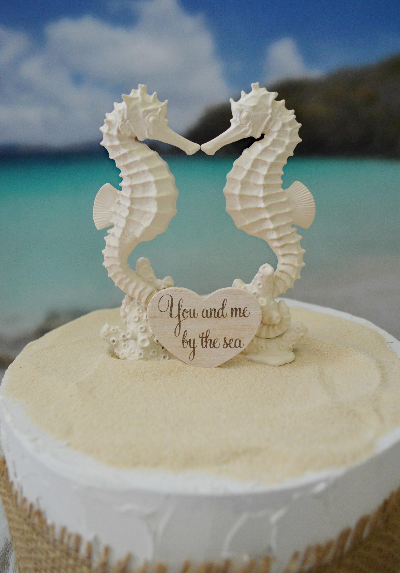 Seahorse Wedding Cake Topper Bride and Groom Beach Themed Wedding ...