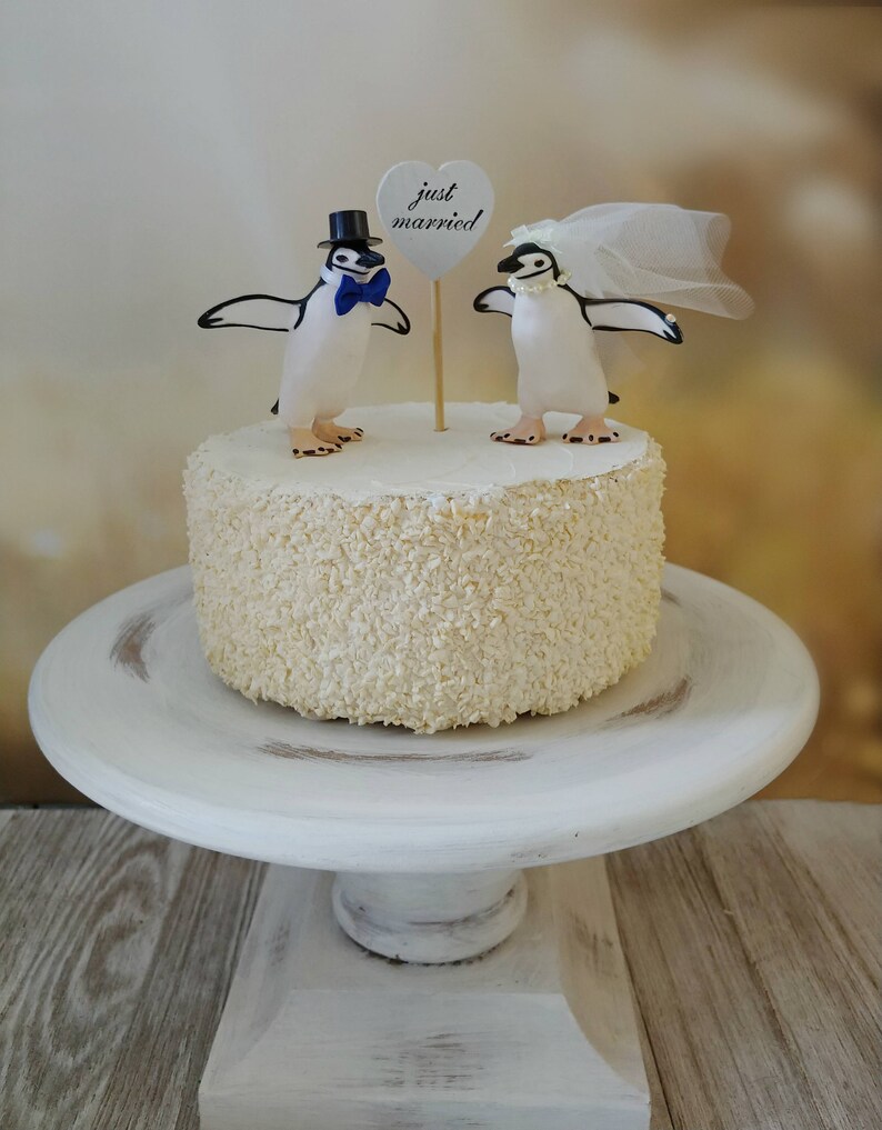 Penguin Wedding Cake Topper Zoo Themed Bride Groom Animal - Etsy