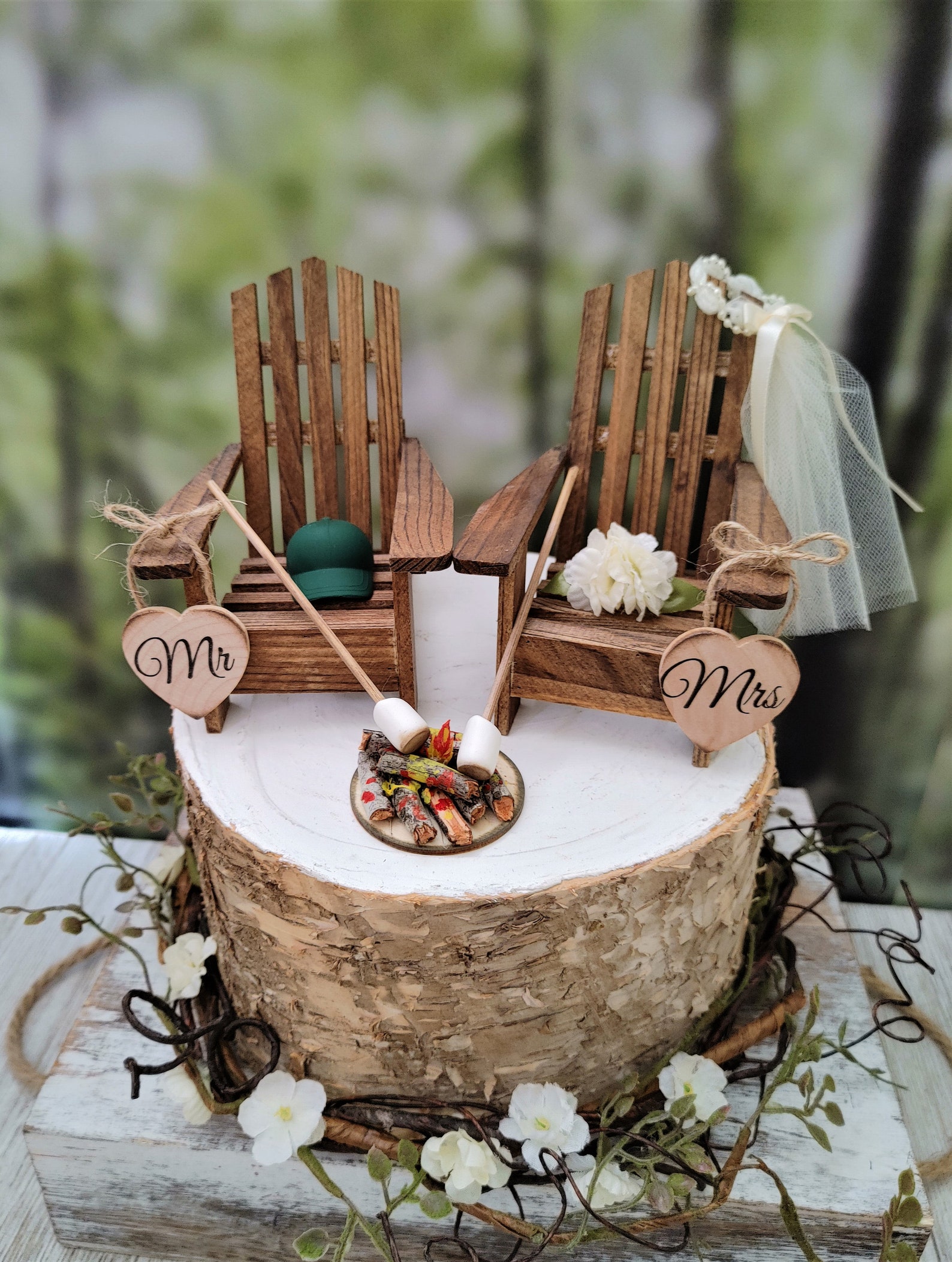 Roasting Marshmallow Camping Wedding Cake Topper Rustic | Etsy