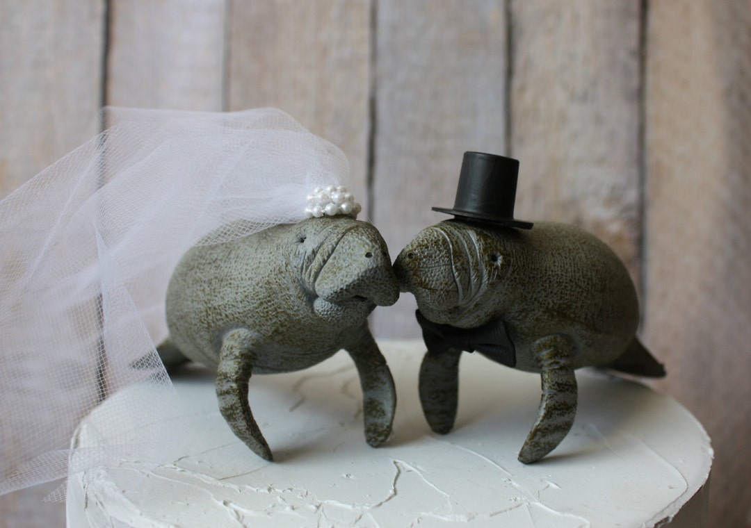 Manatee Couple Wedding Cake Topper-beach Wedding-beach Wedding Topper ...
