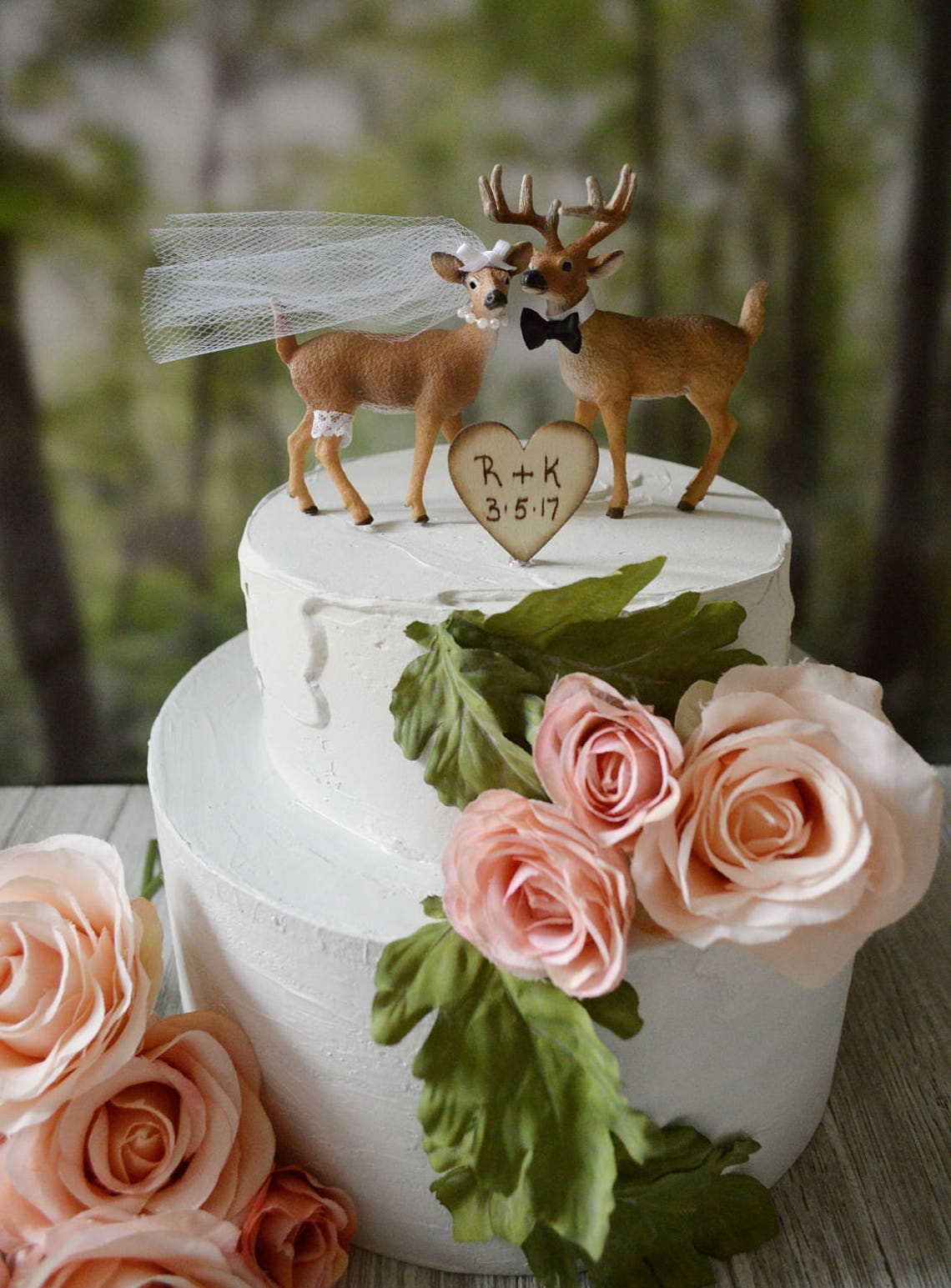 Deer-wedding-cake Topper-woodland-animal-country-mossy - Etsy