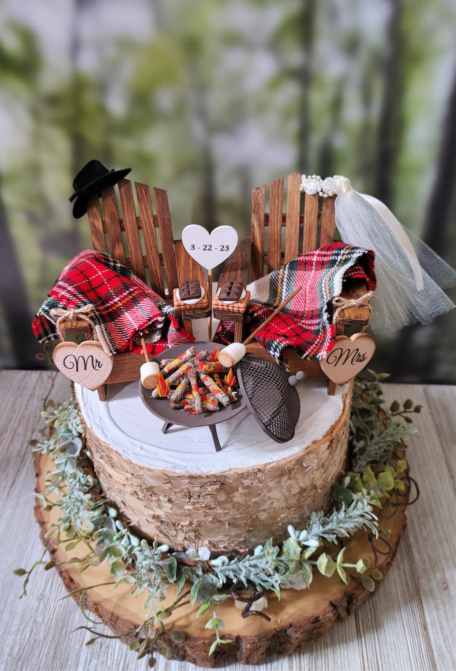 Camping Theme Blanket Themed Wedding Cake Topper S'mores Adirondack ...