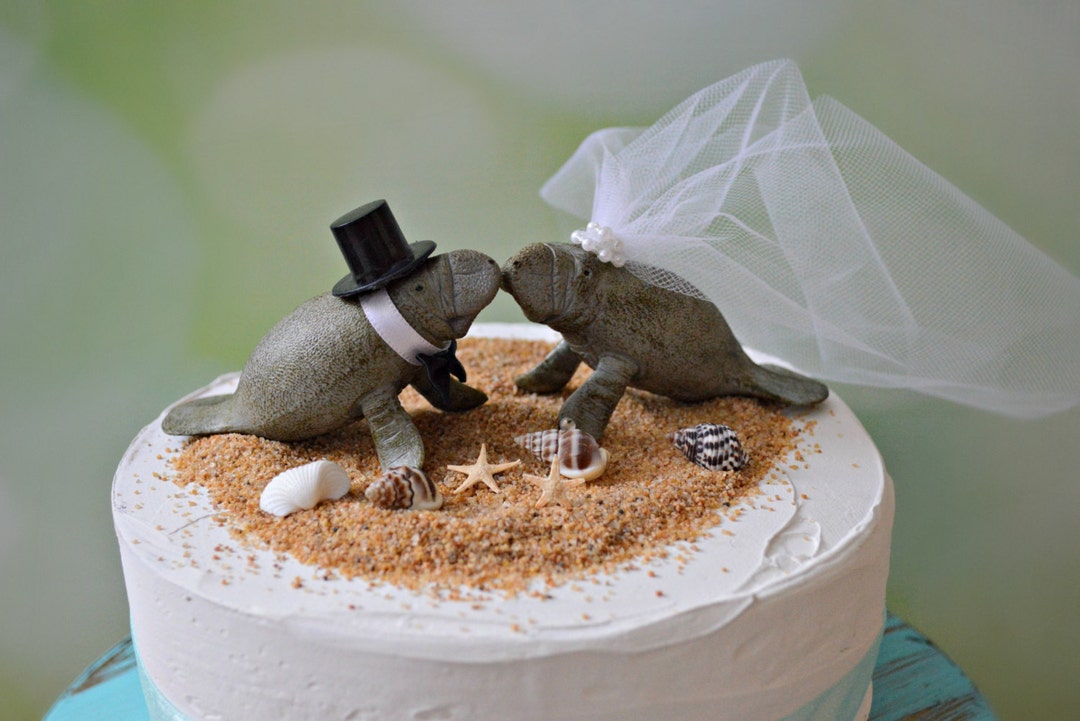 Manatee Couple Wedding Cake Topper-beach Wedding-beach Wedding Topper ...