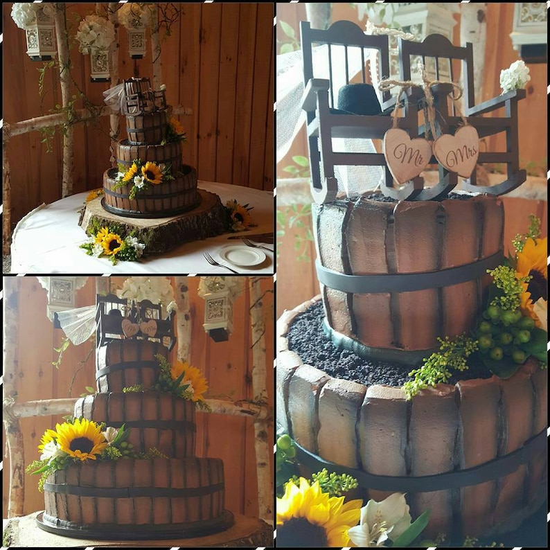 Country-wedding-rocking Chair-barn-rustic-cake Topper-bride-groom-fall ...