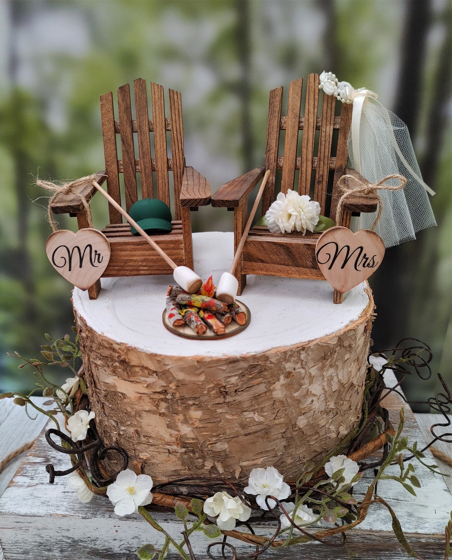 Roasting Marshmallow Camping Wedding Cake Topper Rustic Country Barn ...