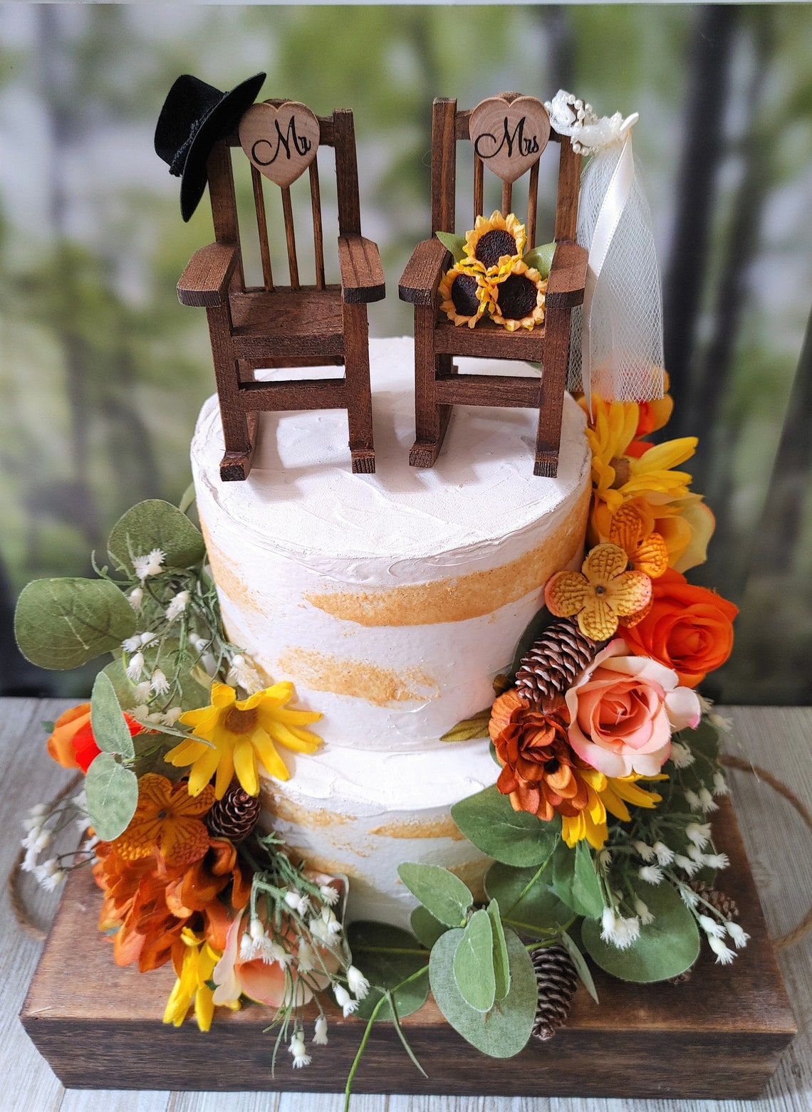 Sunflower Rocking Chair Cake Topper Fall Wedding Country Bride - Etsy