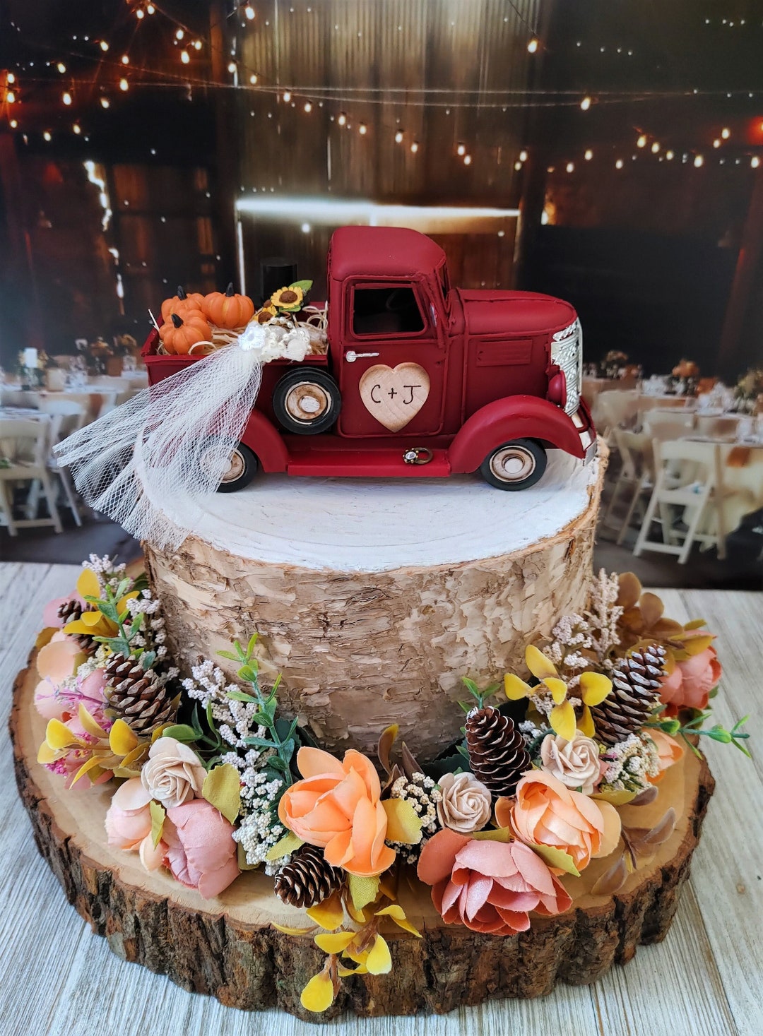 Pickup Truck Wedding Cake Topper Old Fashioned Truck Vintage Style Red ...