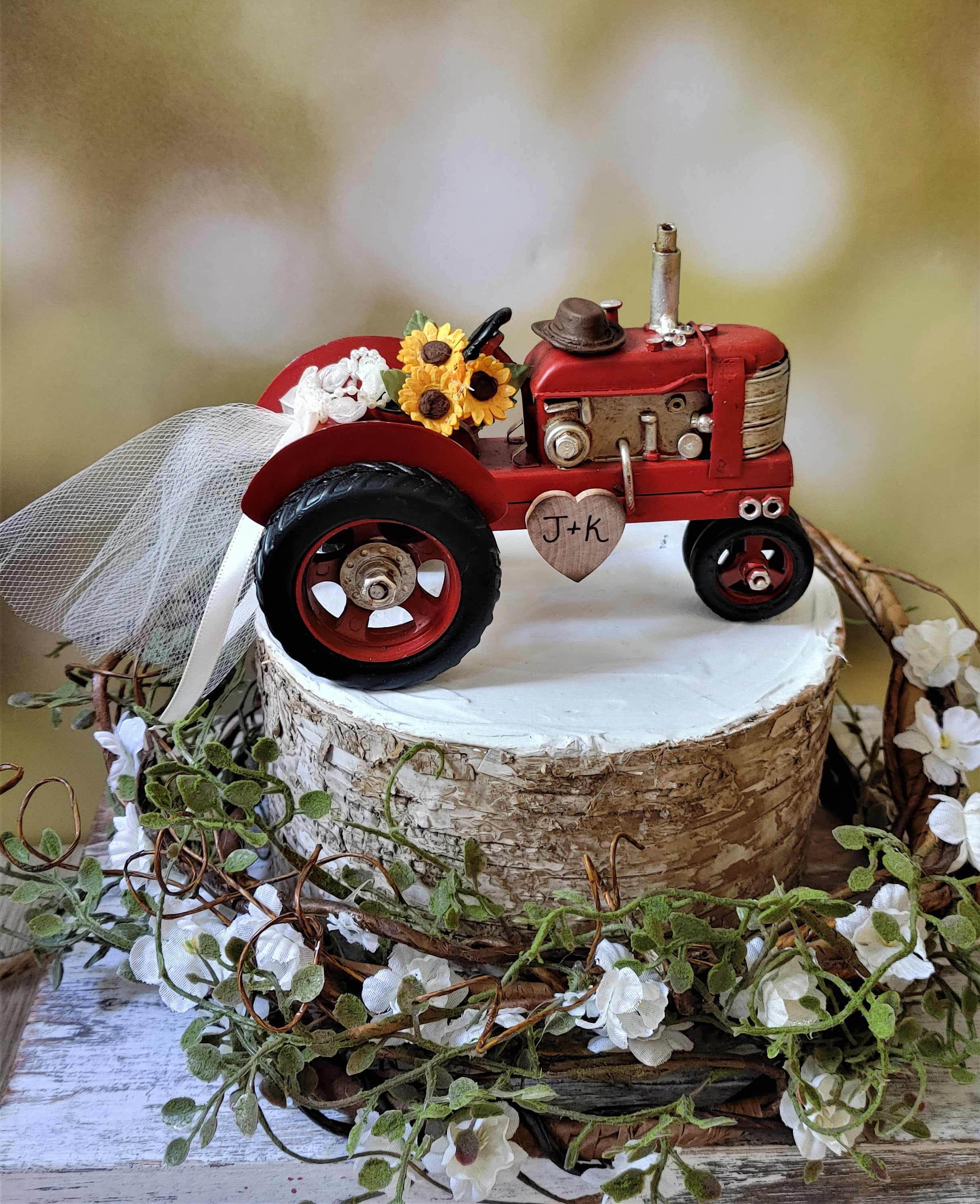 Farm tractor wedding cake topper barn country farmer cow hay | Etsy