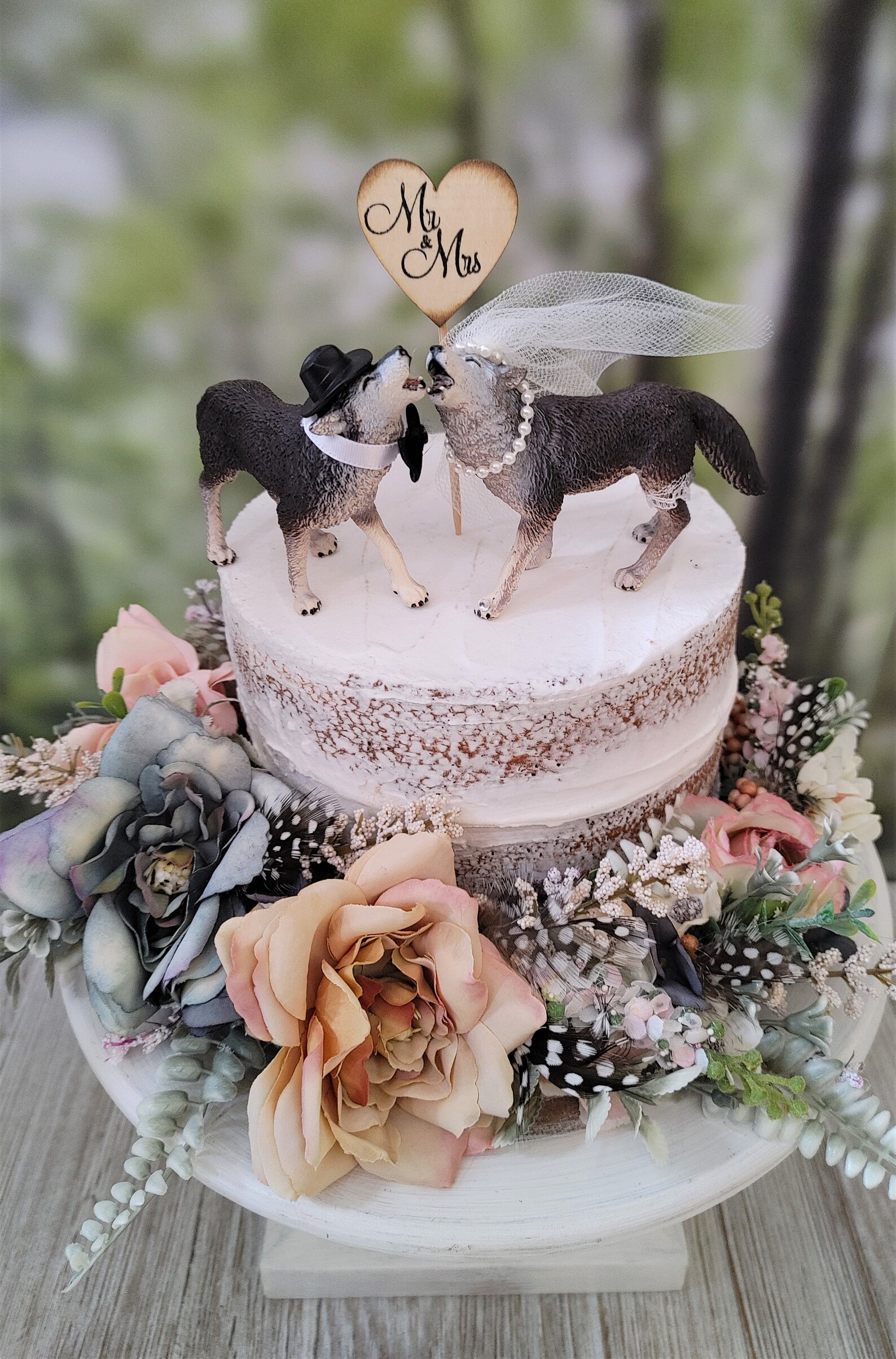 Wolf Wedding Cake Topper Howling Wolf Native American Themed - Etsy