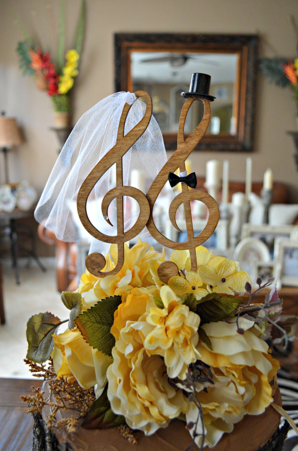 Music note wedding cake topper singer musician treble clef | Etsy
