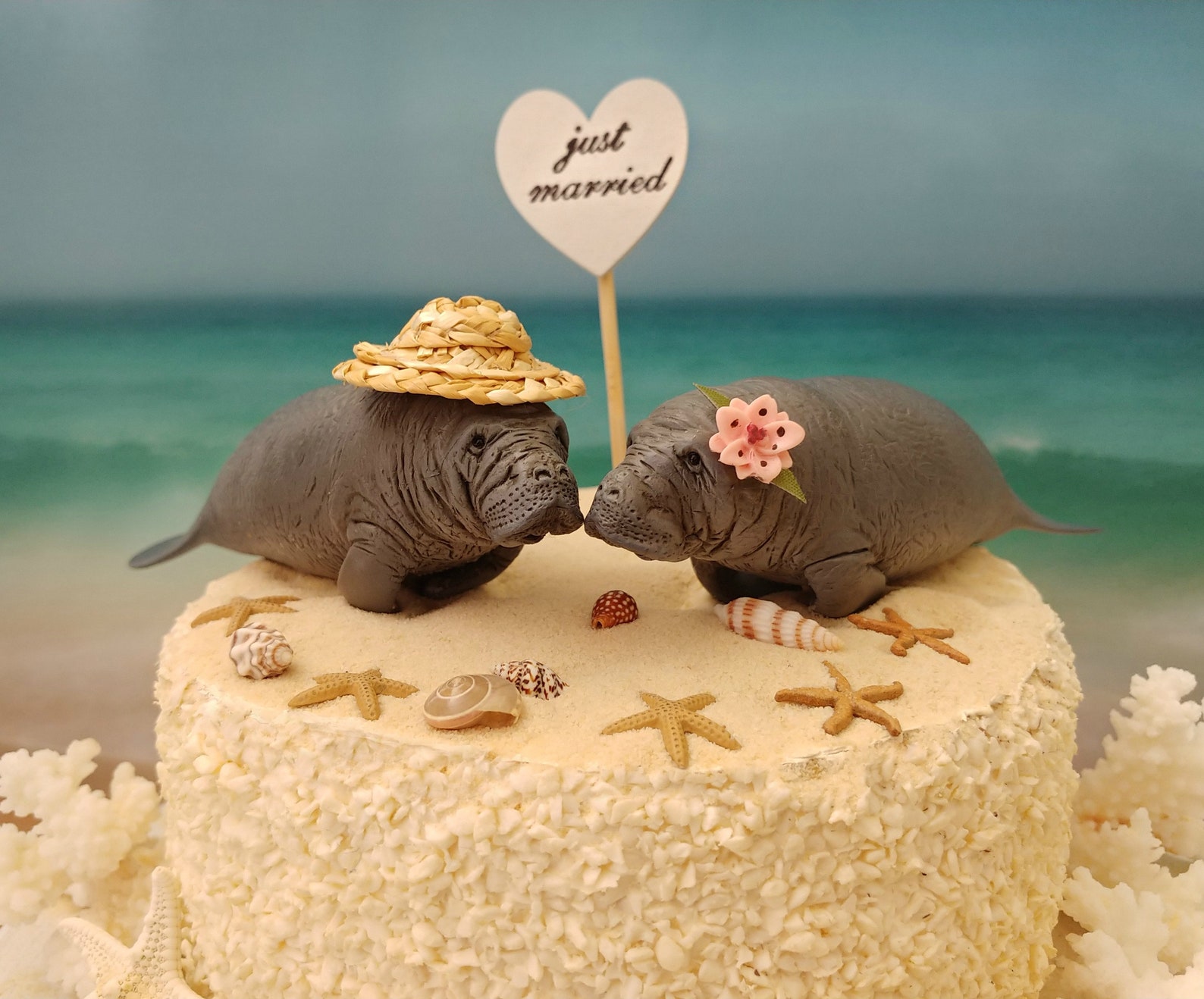 Manatee Wedding Cake Topper Bride and Groom Destination Wedding ...