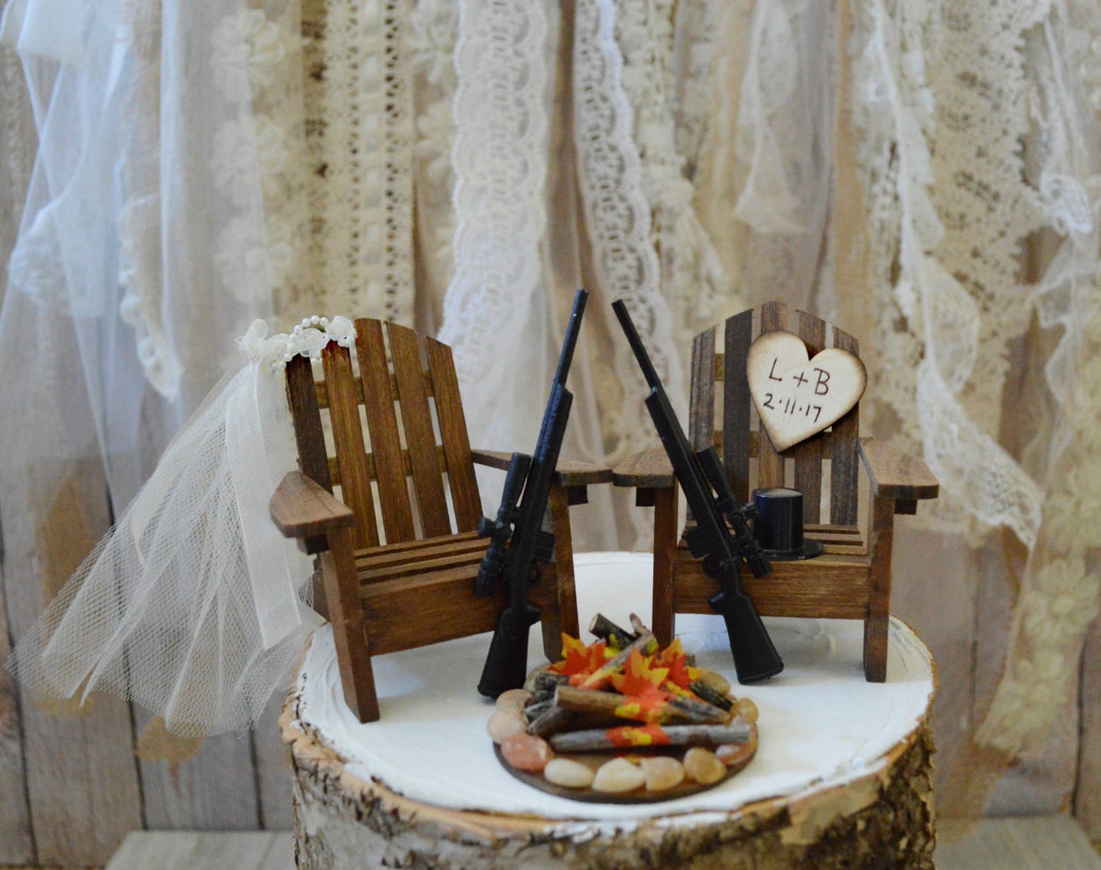 Deer Hunting Gun Wedding Cake Topper Hunting Bride Groom Shot - Etsy