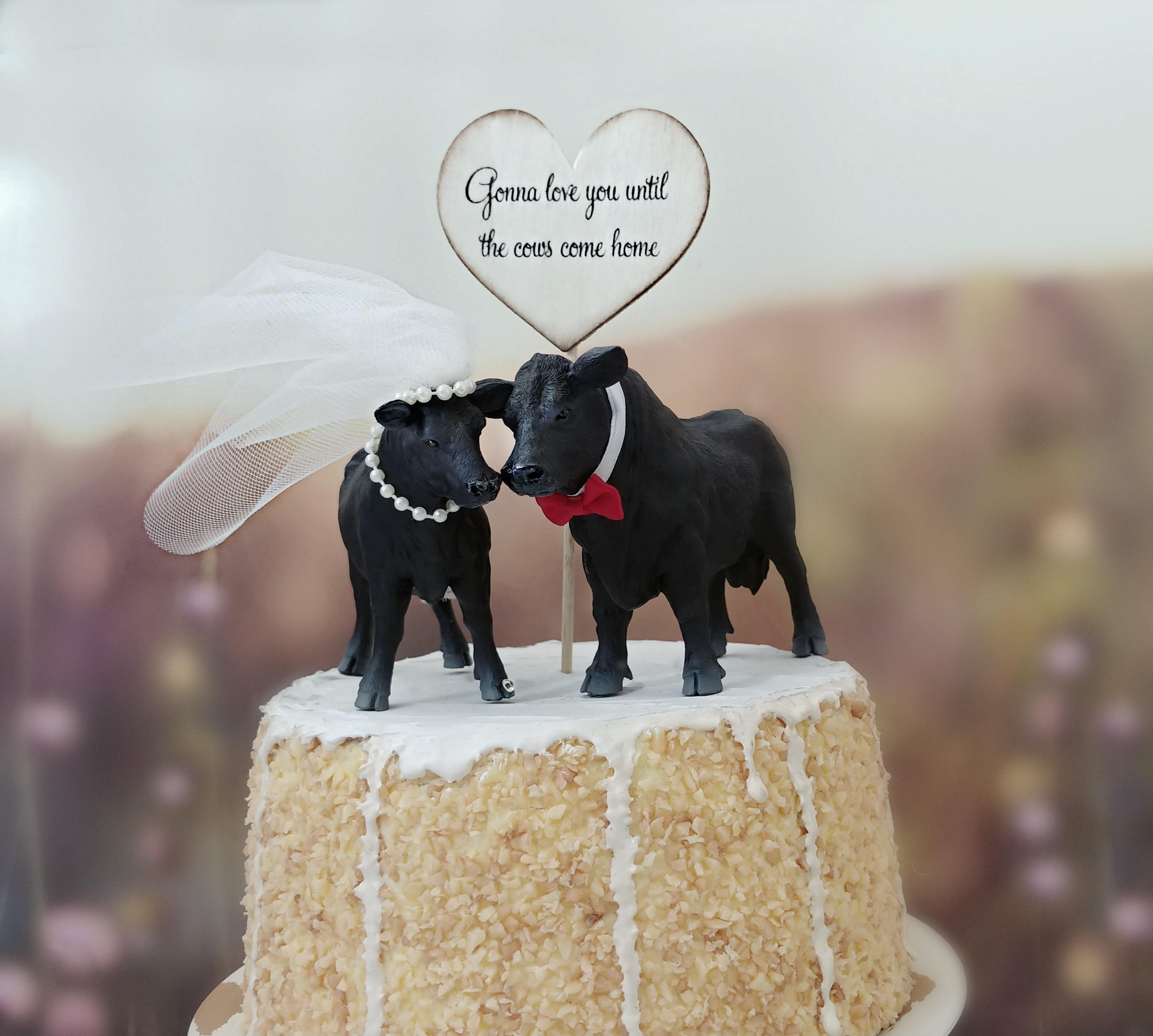Angus Cow Cattle Bull Wedding Cake Topper Farmer Rancher Black Angus ...