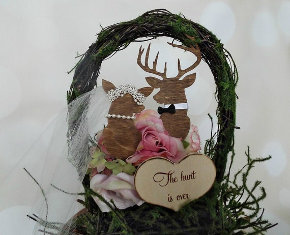 Silhouette Buck And Doe Heart Wedding