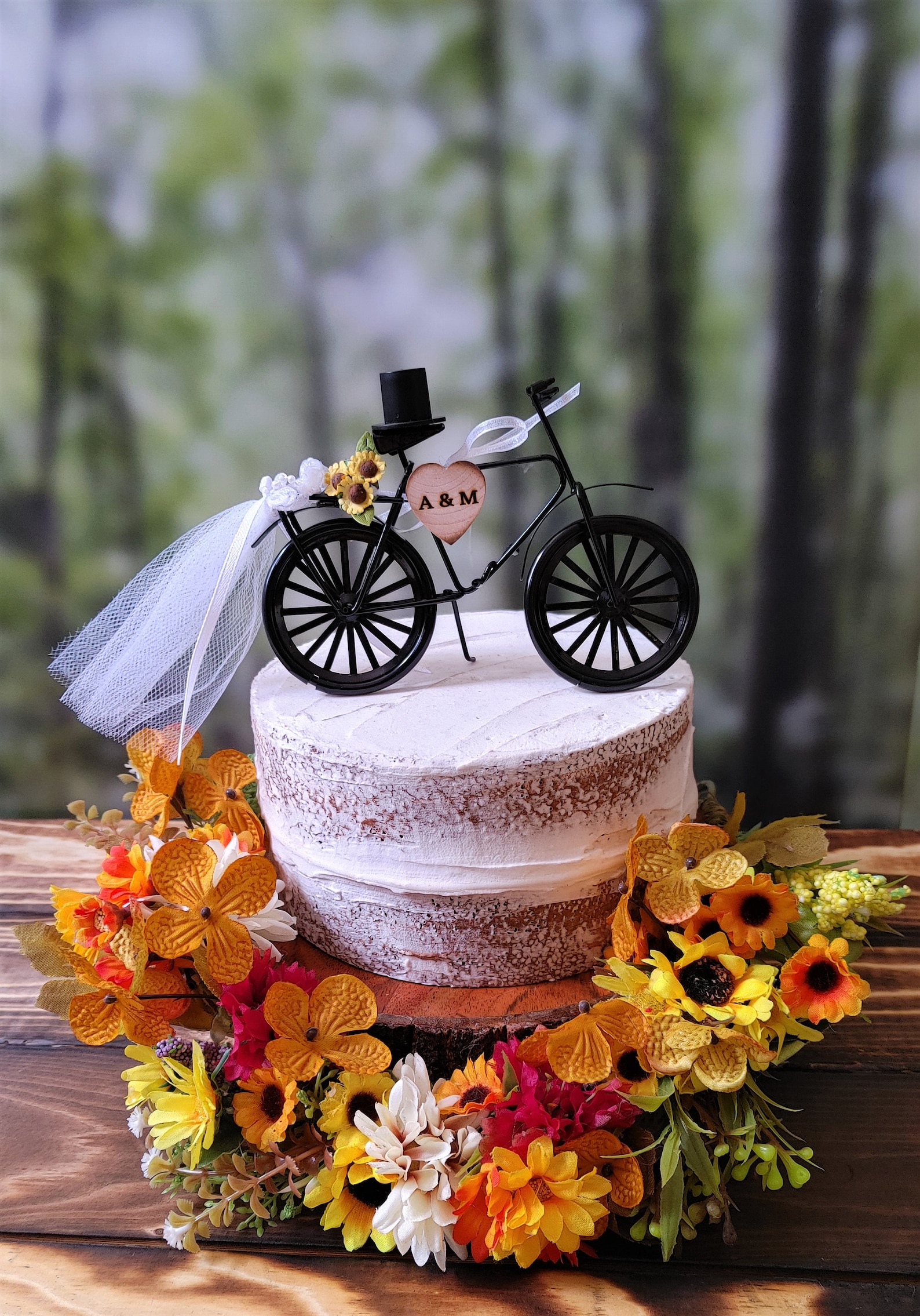 Bicycle-wedding-cake Topper-sports-grooms Cake-bride-groom-rustic ...