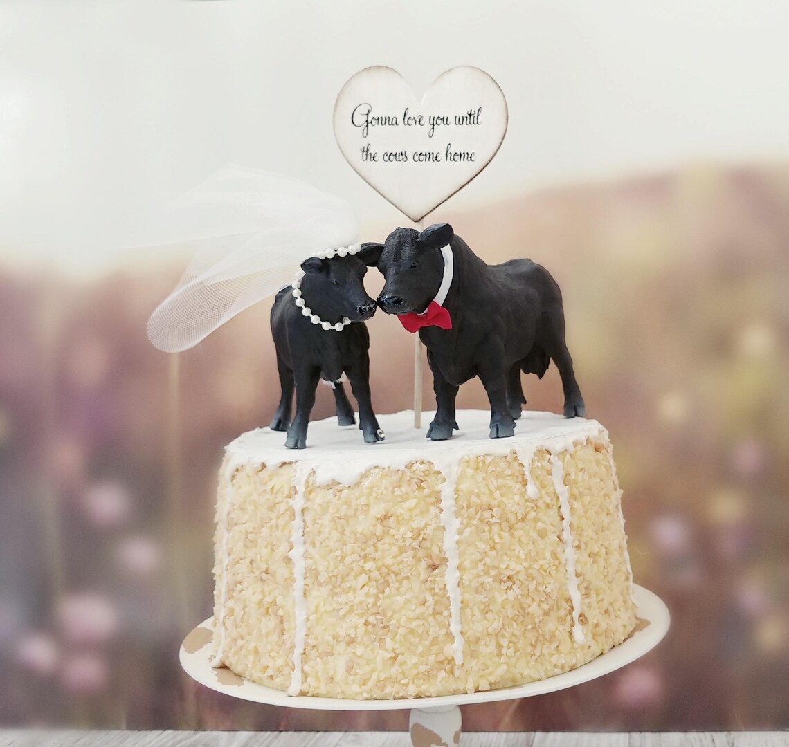 Angus Cow Cattle Bull Wedding Cake Topper Farmer Rancher Black - Etsy