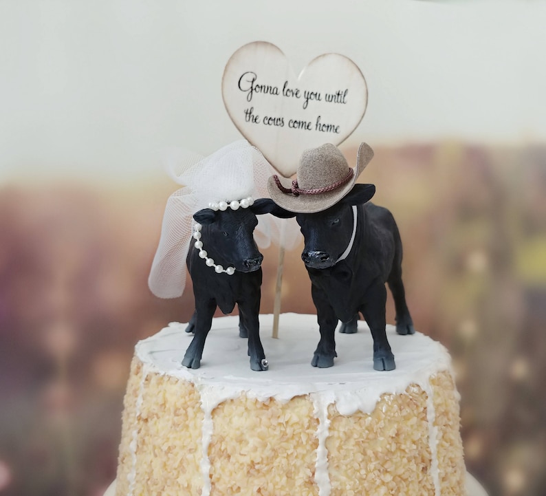 Angus Cow Cattle Bull Wedding Cake Topper Farmer Rancher Black Angus ...