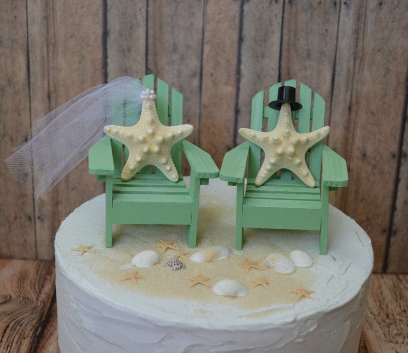 Beach Wedding Cake Topper-destination-bride and Groom-mint - Etsy