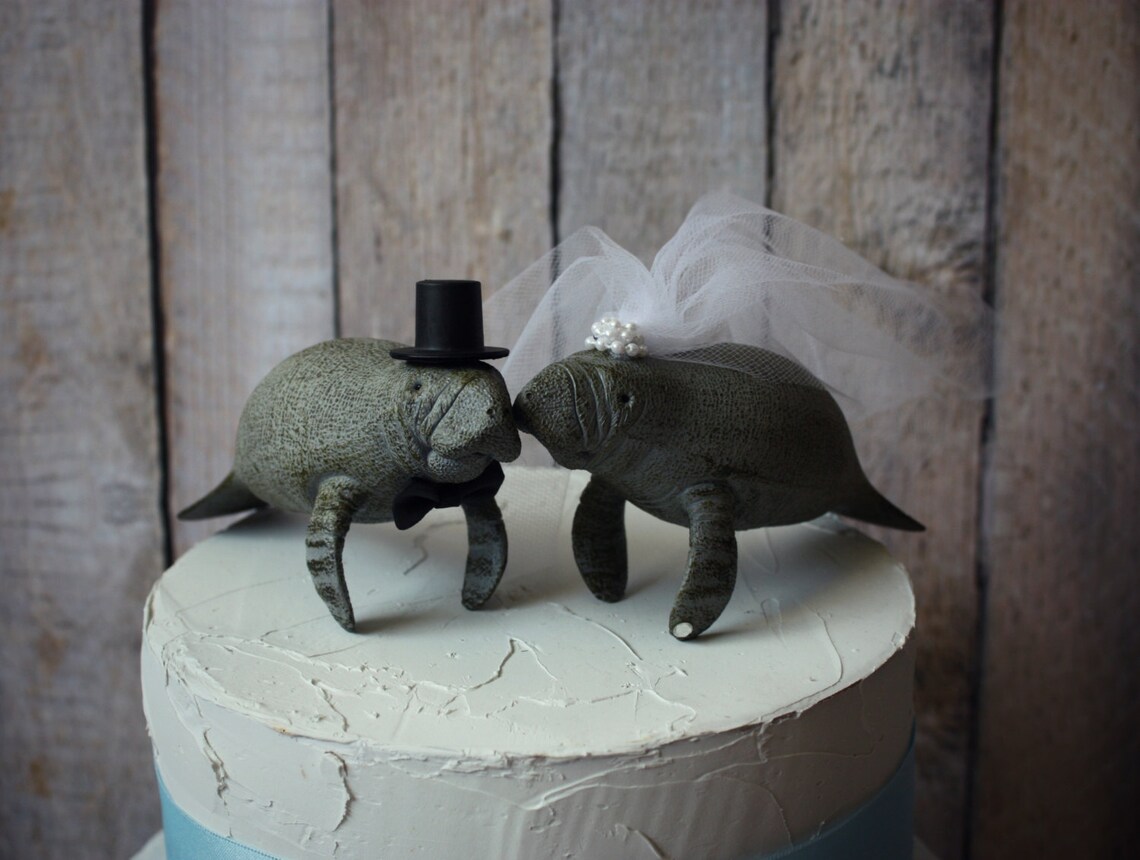 Manatee Couple Wedding Cake Topper-beach Wedding-beach Wedding - Etsy