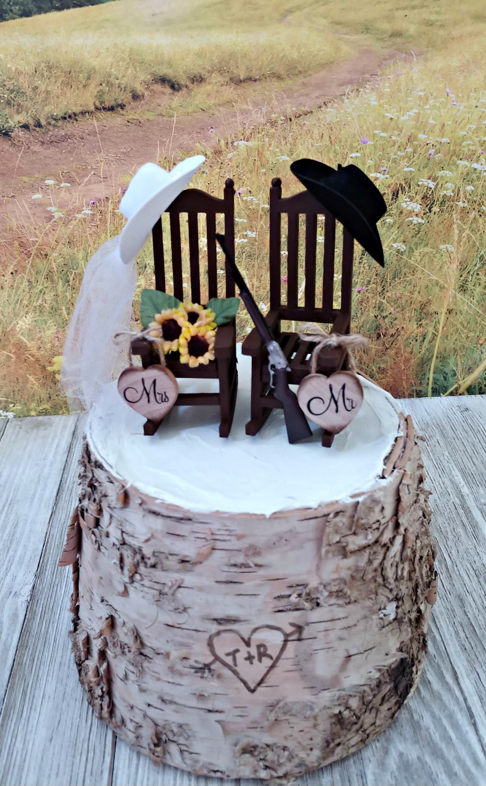 Miniature Sunflower Rocking Chair Wedding Cake Topper Shotgun - Etsy