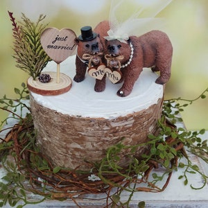 Grizzly Bear Wedding Cake Topper Mr and Mr Bear Cake Topper Zoo Animal ...