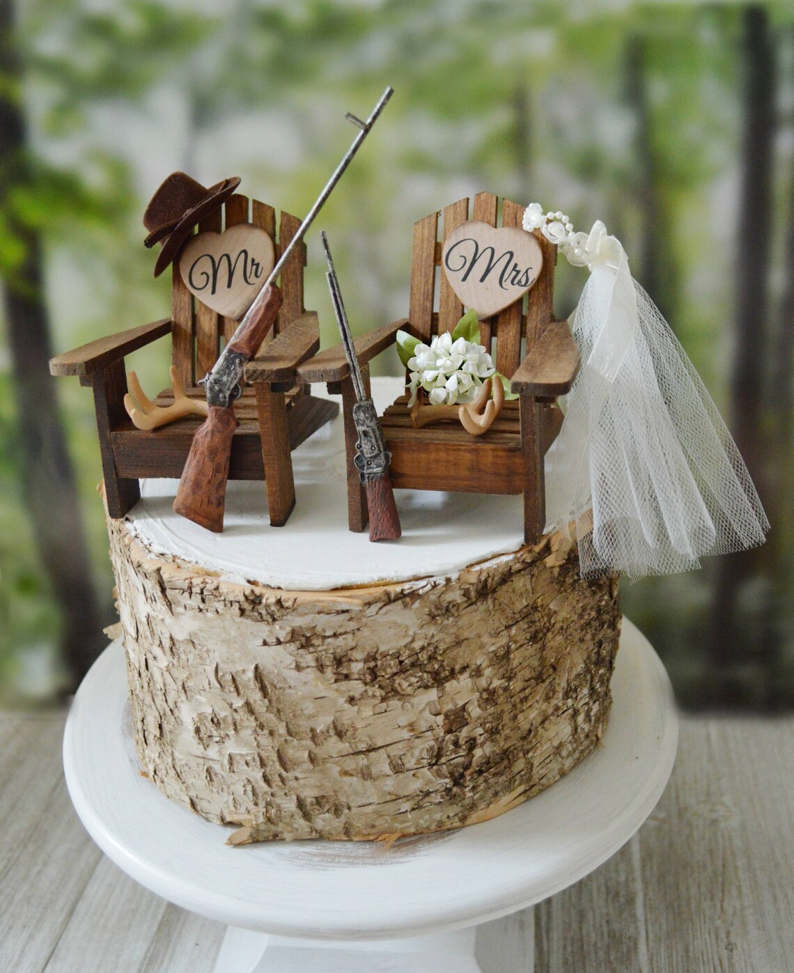 Hunting Themed Wedding Cake Topper Antler Shot Guns Rifle | Etsy