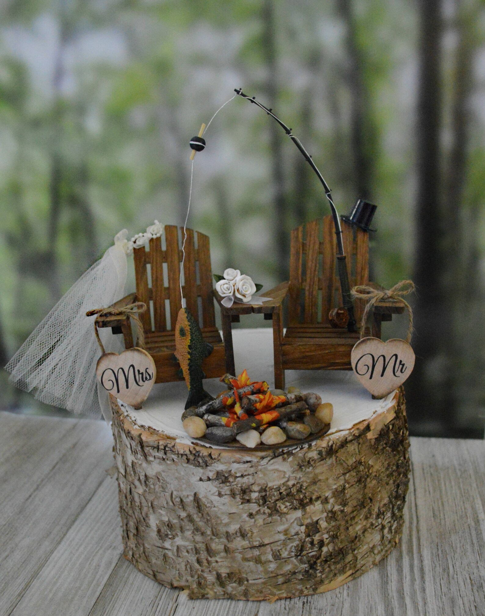 Fishing Pole Fishing Themed Wedding Cake Topper Camping | Etsy