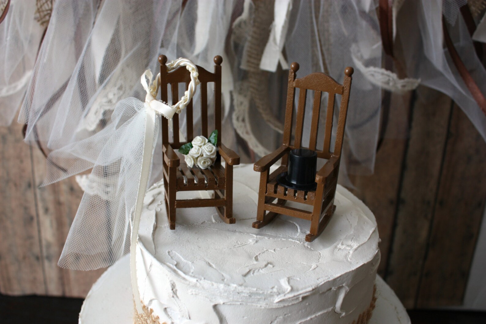 Rocking chair-cake topper-rustic-shabby-woodlands-Mr.and | Etsy