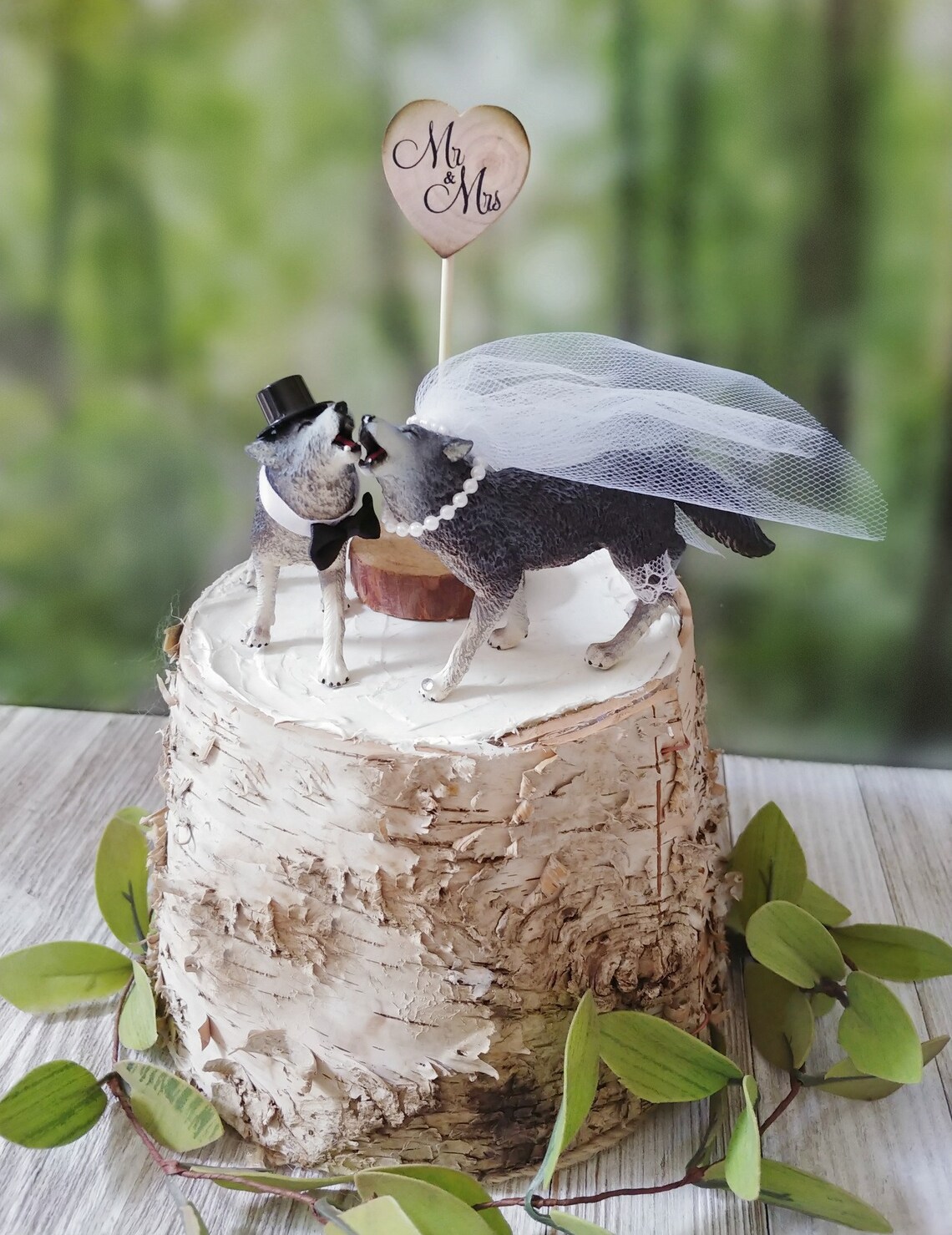 Wolf Wedding Cake Topper Howling Wolf Native American Themed Bride and ...
