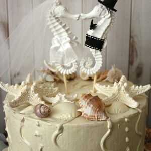 Seahorse Wedding Cake Topper-kissing Seahorse Couple-beach Themed ...