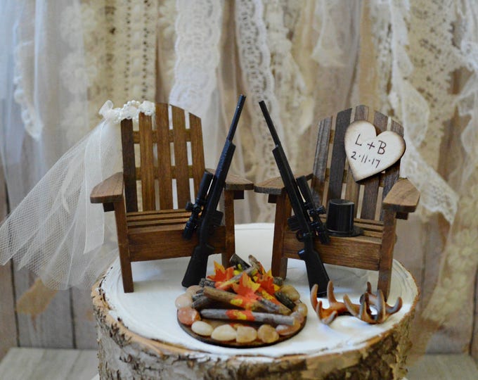 Deer Hunting Gun Wedding Cake Topper Hunting Bride Groom Shot Gun ...
