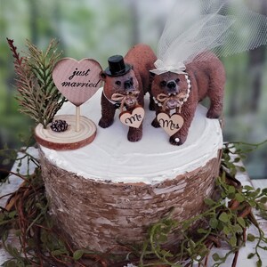 Grizzly Bear Wedding Cake Topper Mr and Mr Bear Cake Topper Zoo Animal ...