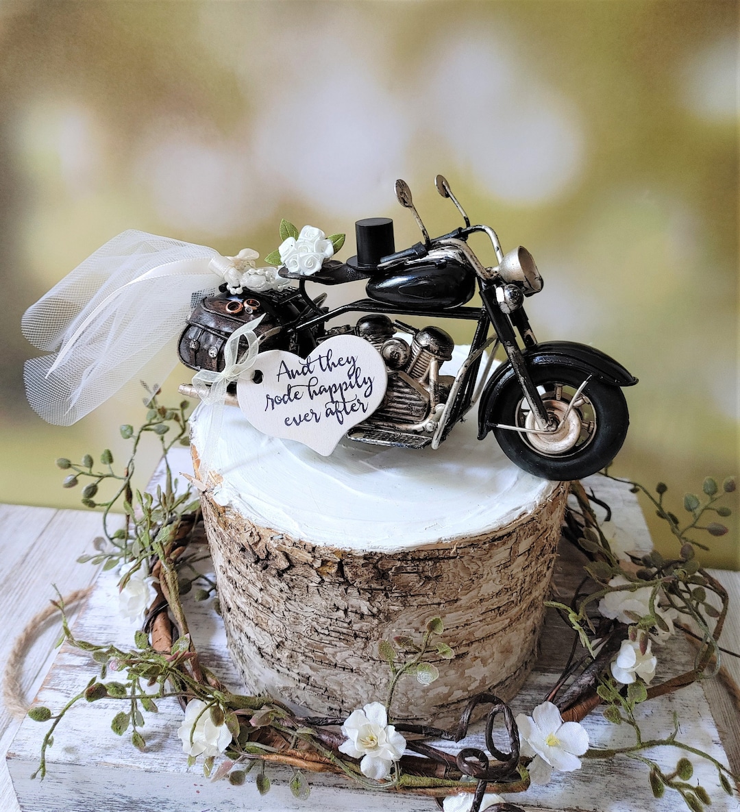 Motorcycle Wedding Cake Topper Harley Rider Motorcycle Theme Wedding ...