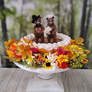 Brown Bear Grizzly Bear Fall Themed Wedding Cake Topper Sunflower ...