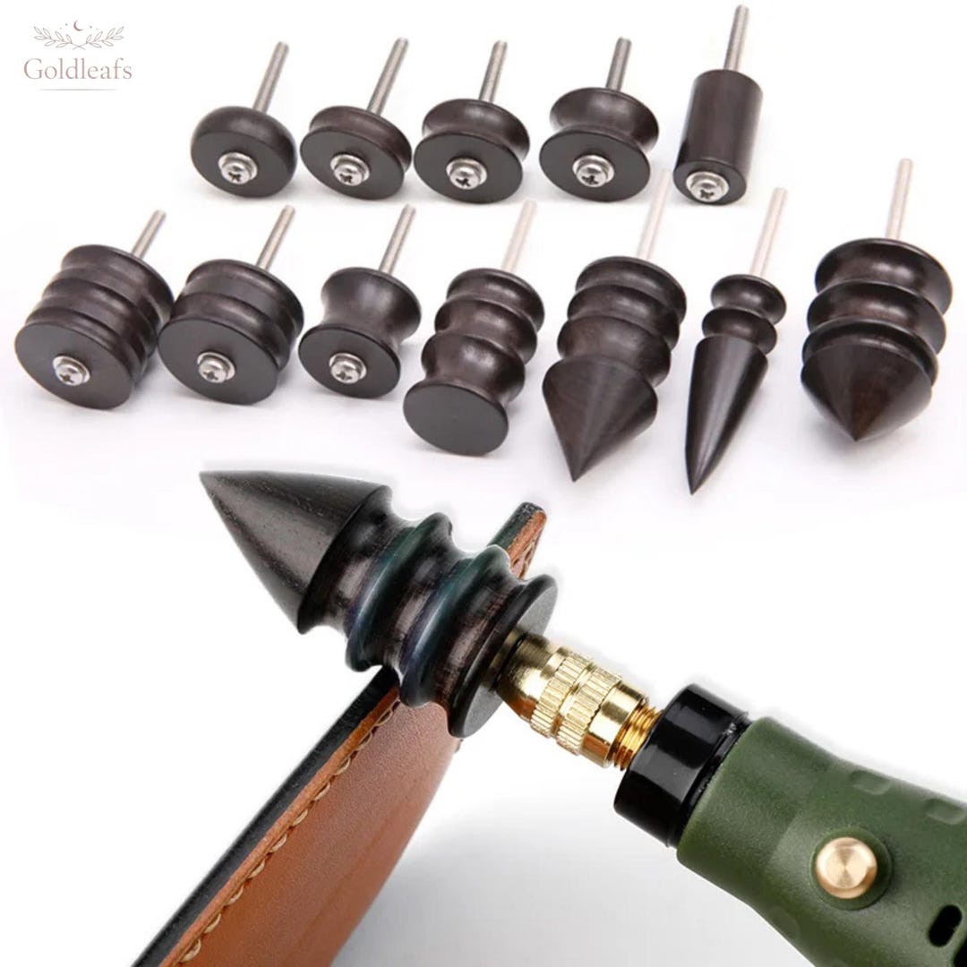 Black Ebony Wood Leather Burnisher & Polishing Rod Set – Tip Heads for ...