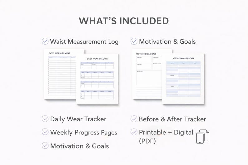 Waist Trainer Progress Tracker Printable | Measurement Log & Daily Wear ...
