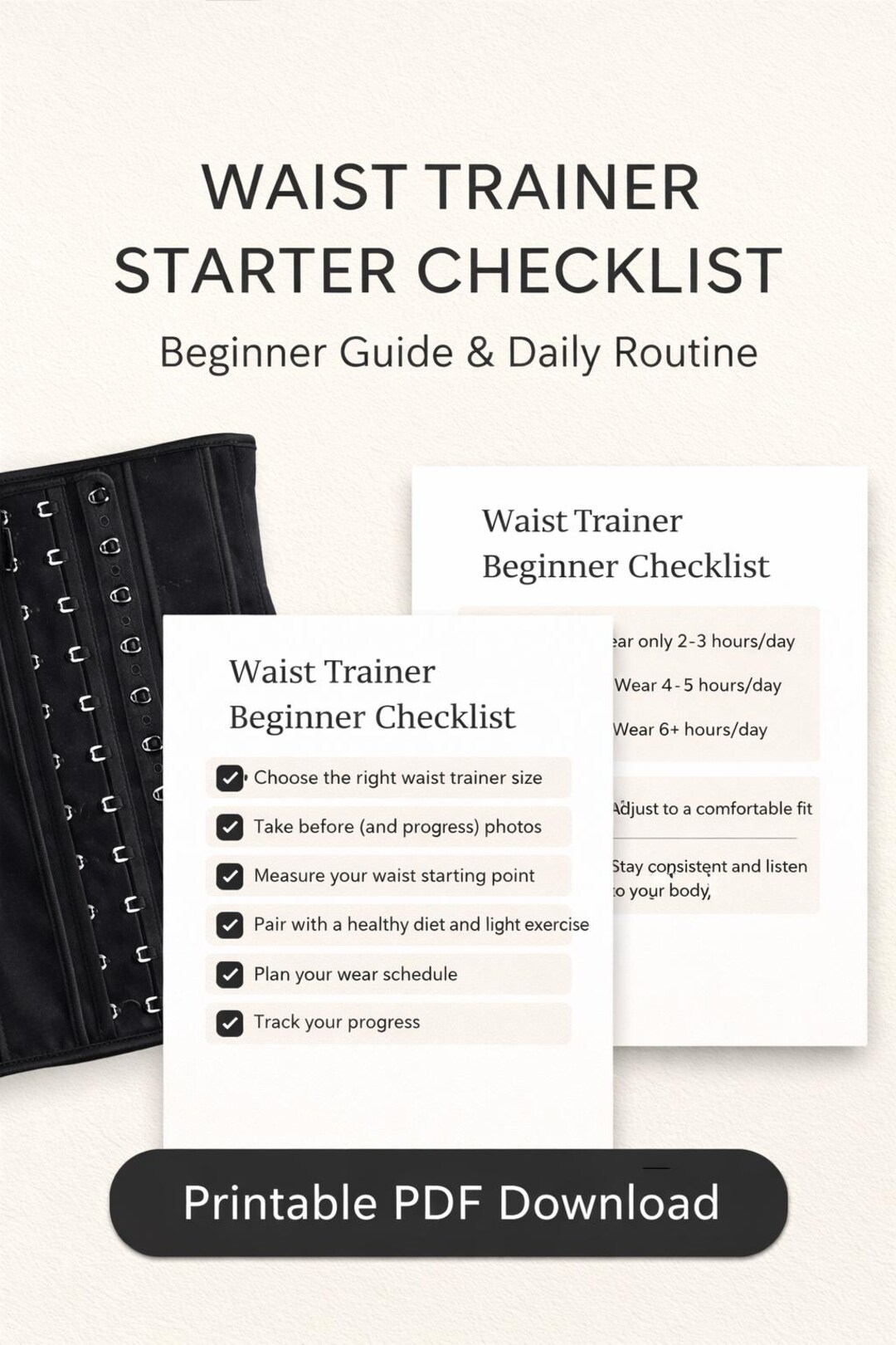 Waist Trainer Starter Checklist Printable | Beginner Guide & Daily ...