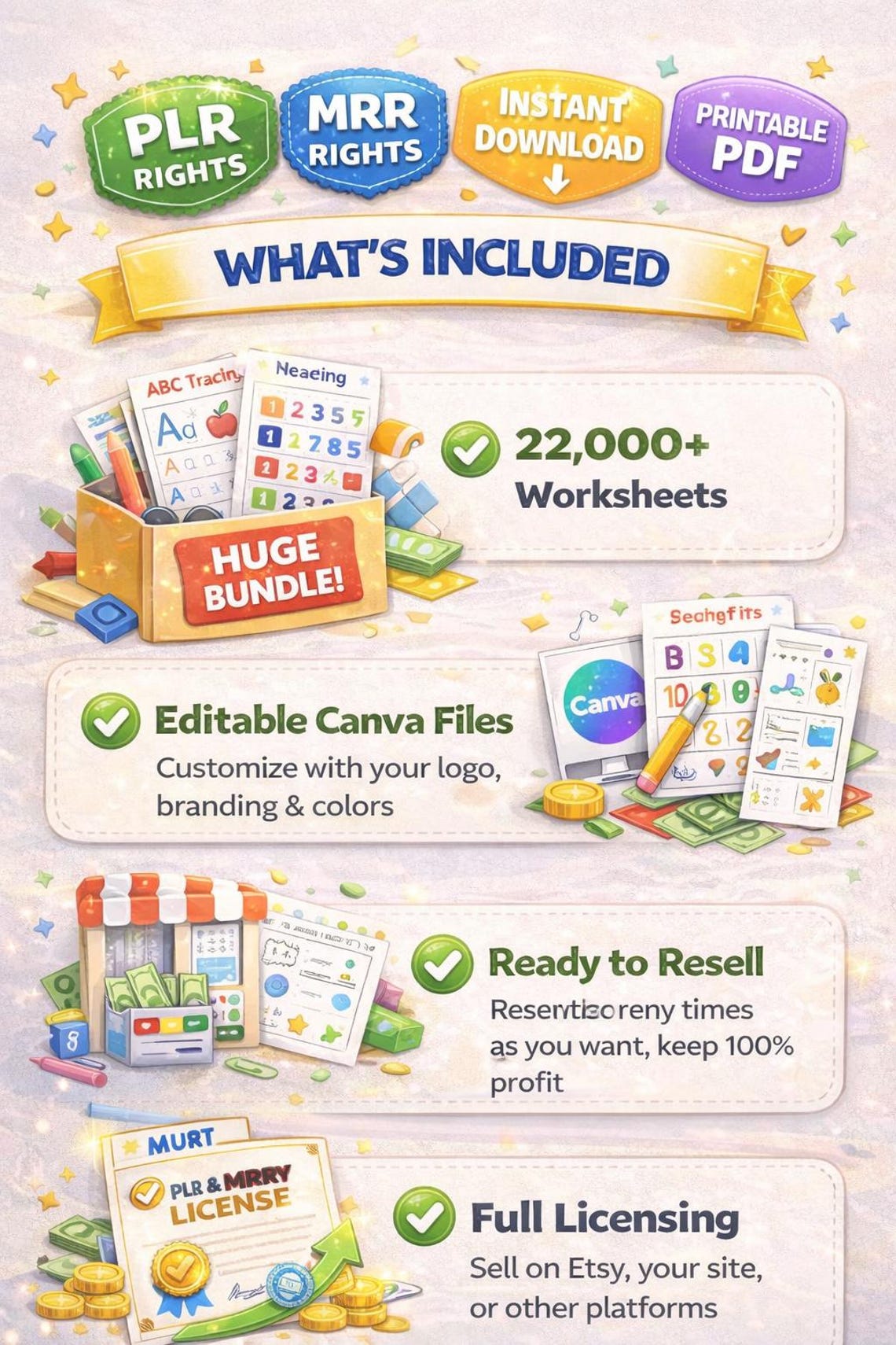 22,000+ Kids Worksheets Learning Vault PLR MRR Preschool to Elementary ...