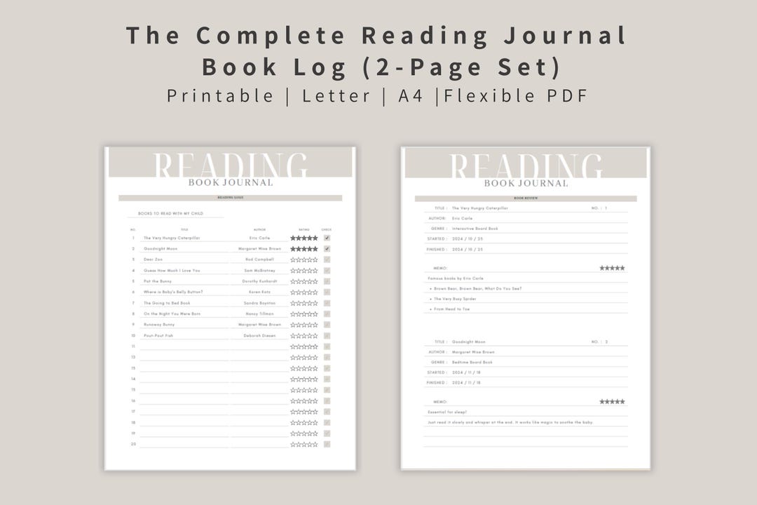 Complete Reading Journal | Reading Log, Book Review & Progress Tracker ...