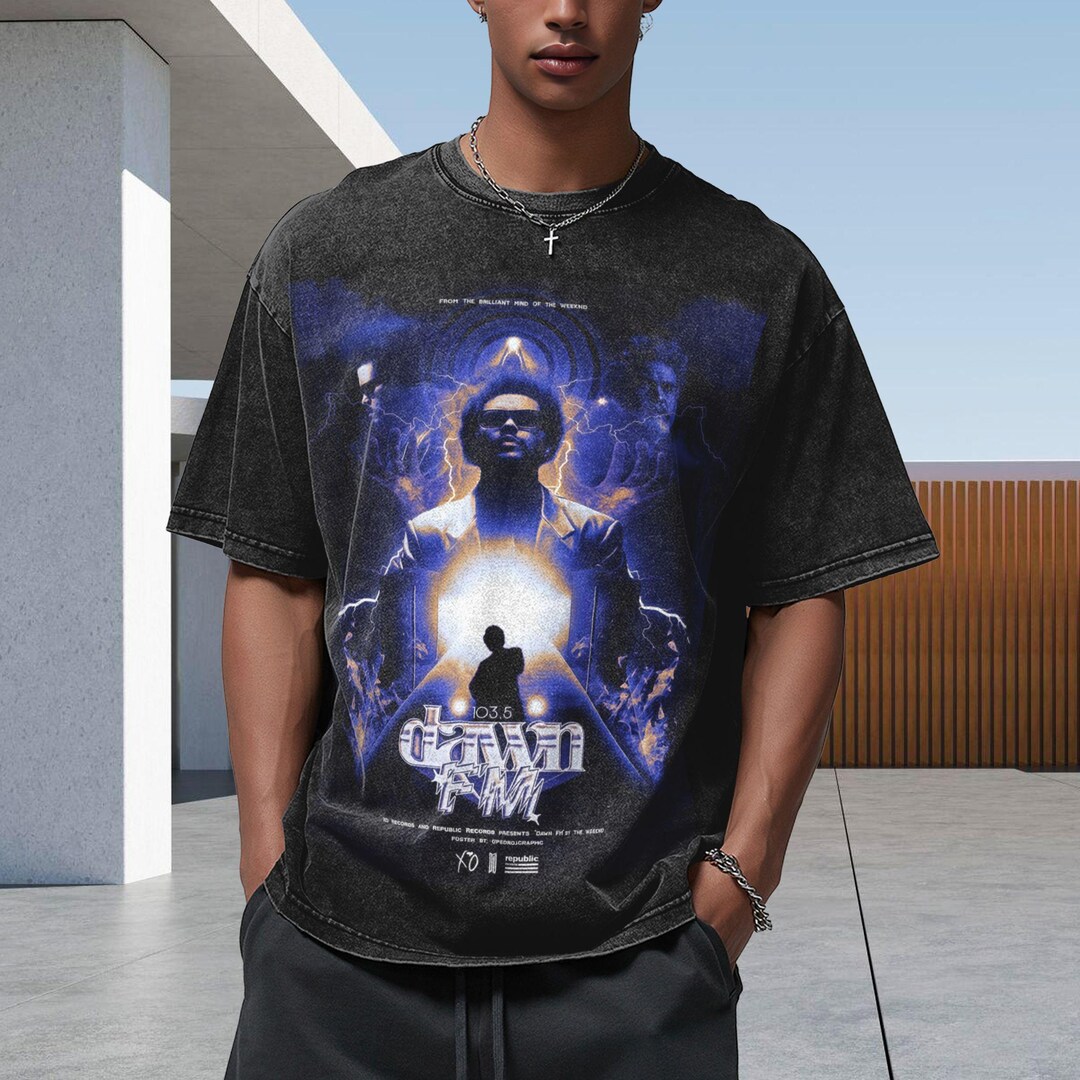The Weeknd Dawn FM Themed Vintage Washed Oversized T-shirt | Album ...