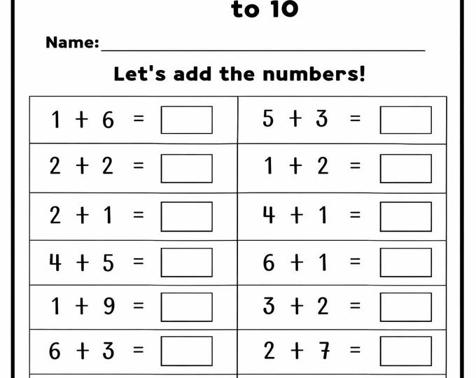 10 Printable Additition Fill in the Blanks Worksheets (numbers 1-20) for Kindergarten-1st Grade ...